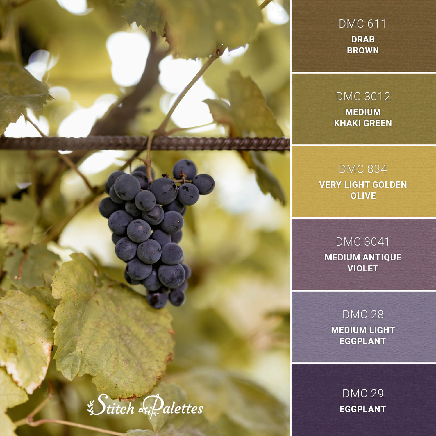 Through The Grapevine - Embroidery Color Palette (With Thread Codes)