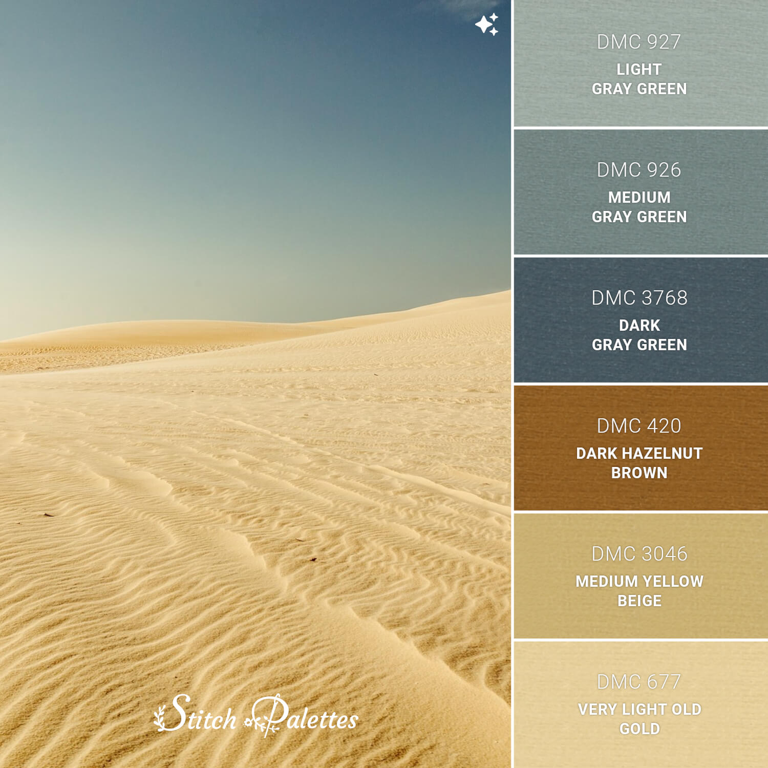 Sky On Sand - Embroidery Color Palette (With Thread Codes)