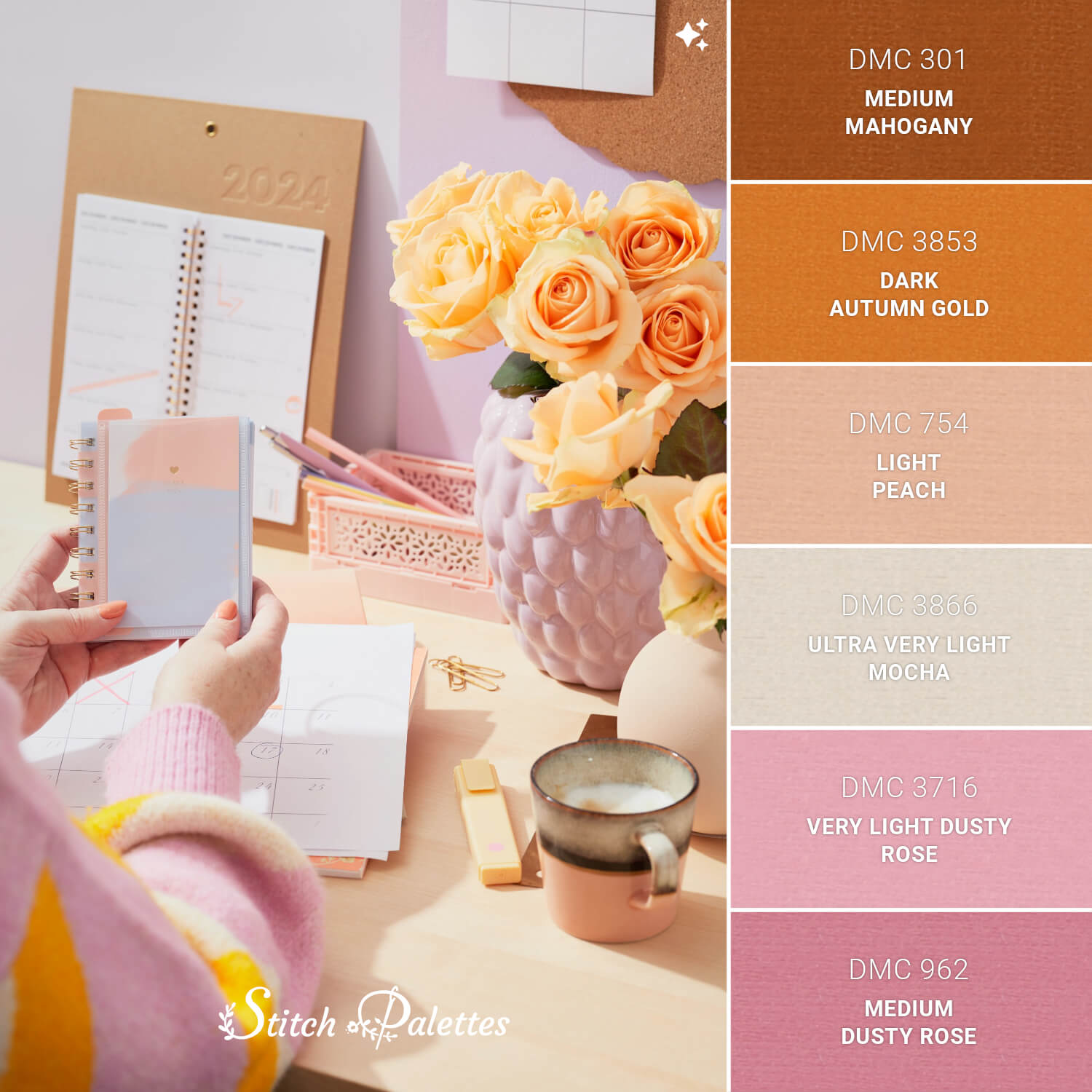 Planning In Pink - Embroidery Color Palette (With Thread Codes)