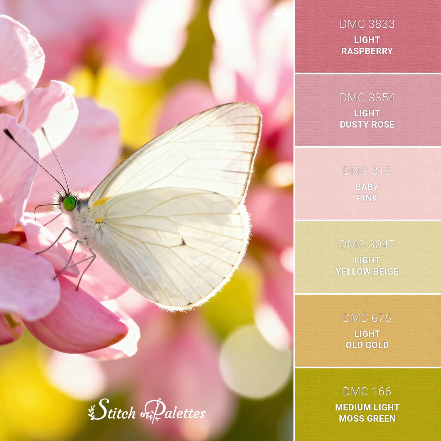 Pause On A Petal - Embroidery Color Palette (With Thread Codes)