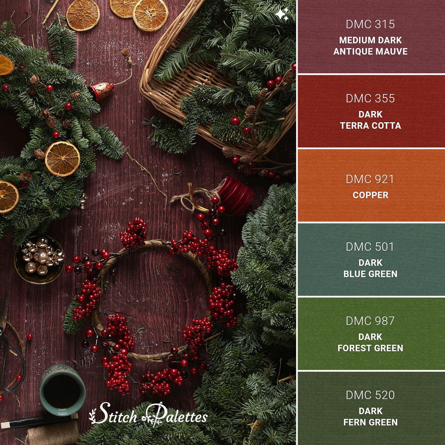 Merry Christmas - Embroidery Color Palette (With Thread Codes)