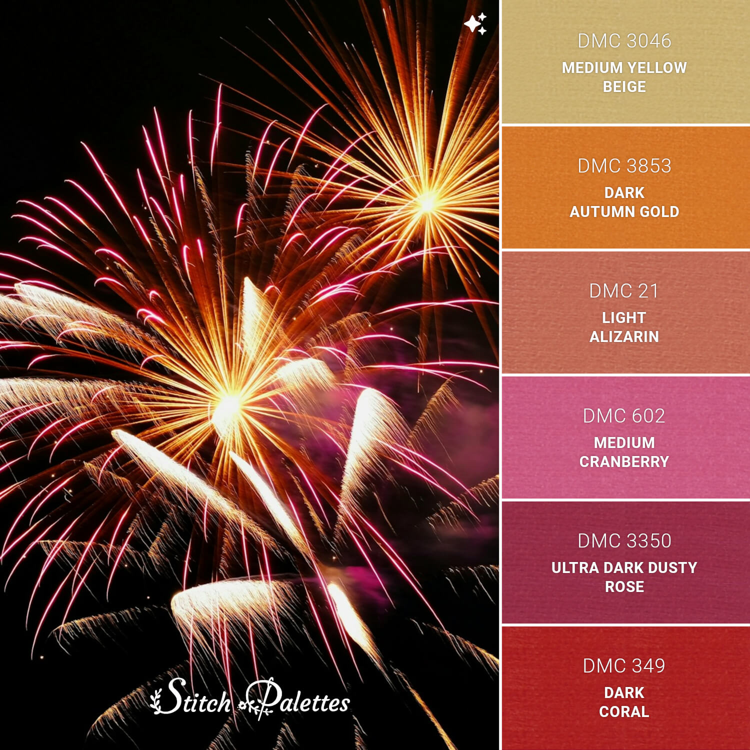 Happy New Year - Embroidery Color Palette (With Thread Codes)