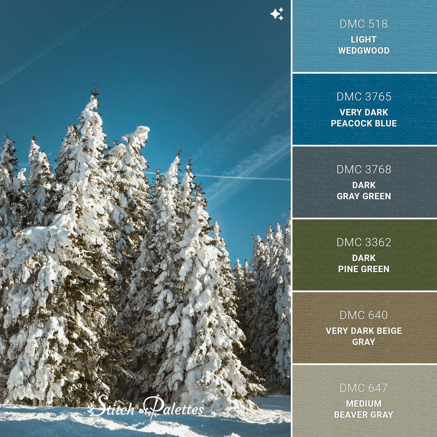 A Walk On Patscherkofel - Embroidery Color Palette (With Thread Codes)