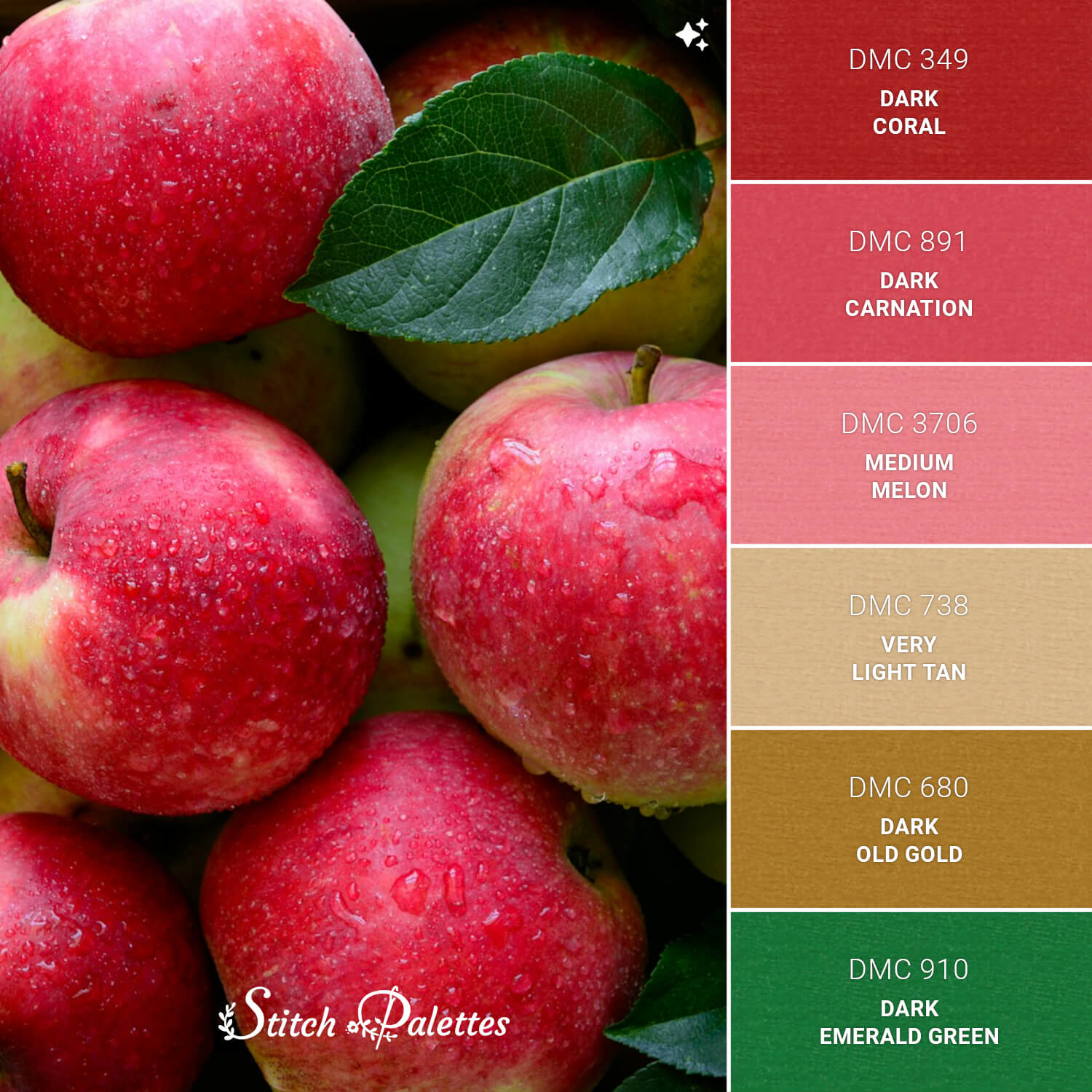 Fresh Red Apples - Embroidery Color Palette (With Thread Codes)