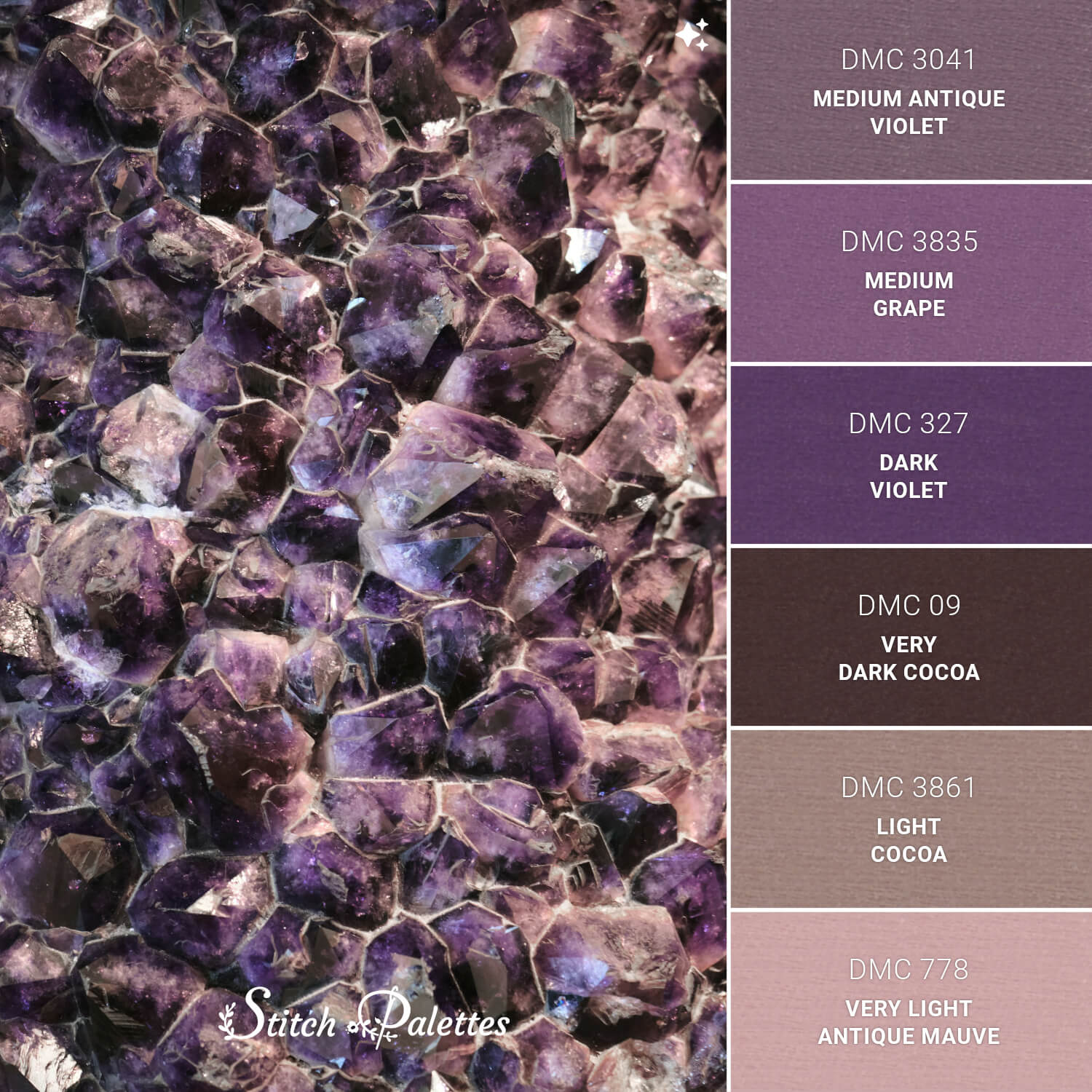 Amethyst Tones - Embroidery Color Palette (With Thread Codes)