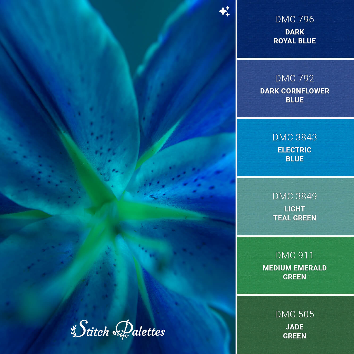 Blurry Blues - Embroidery Color Palette (With Thread Codes)