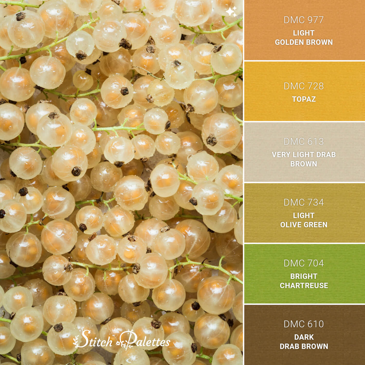 White Currants - Embroidery Color Palette (With Thread Codes)