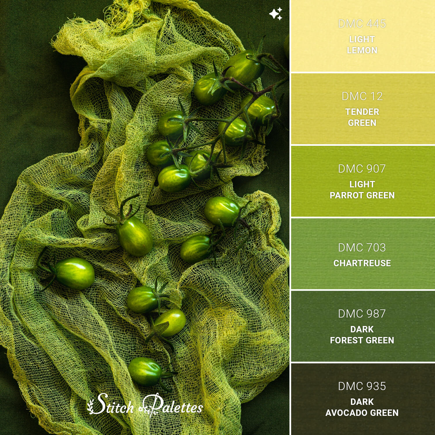 Green Galore - Embroidery Color Palette (With Thread Codes)