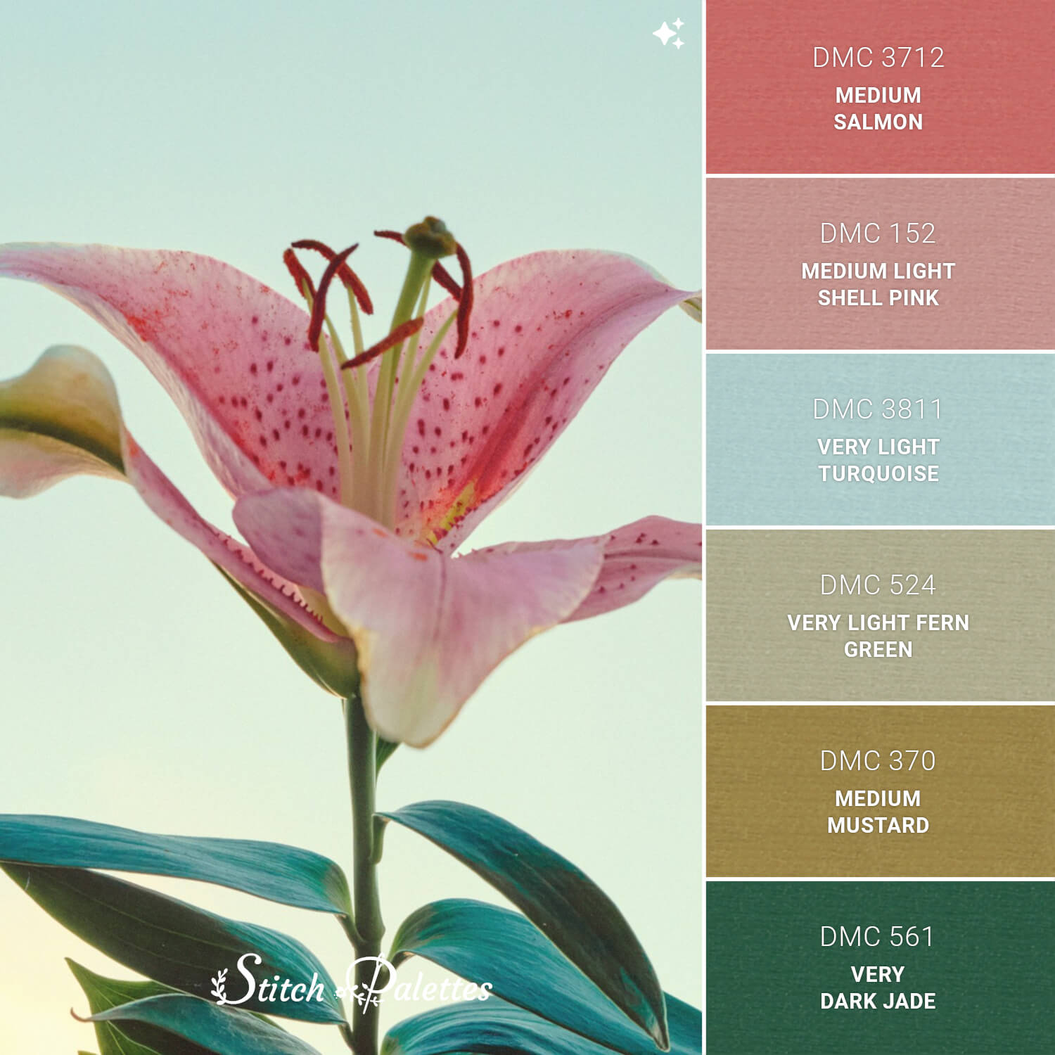 Skyward Bloom - Embroidery Color Palette (With Thread Codes)