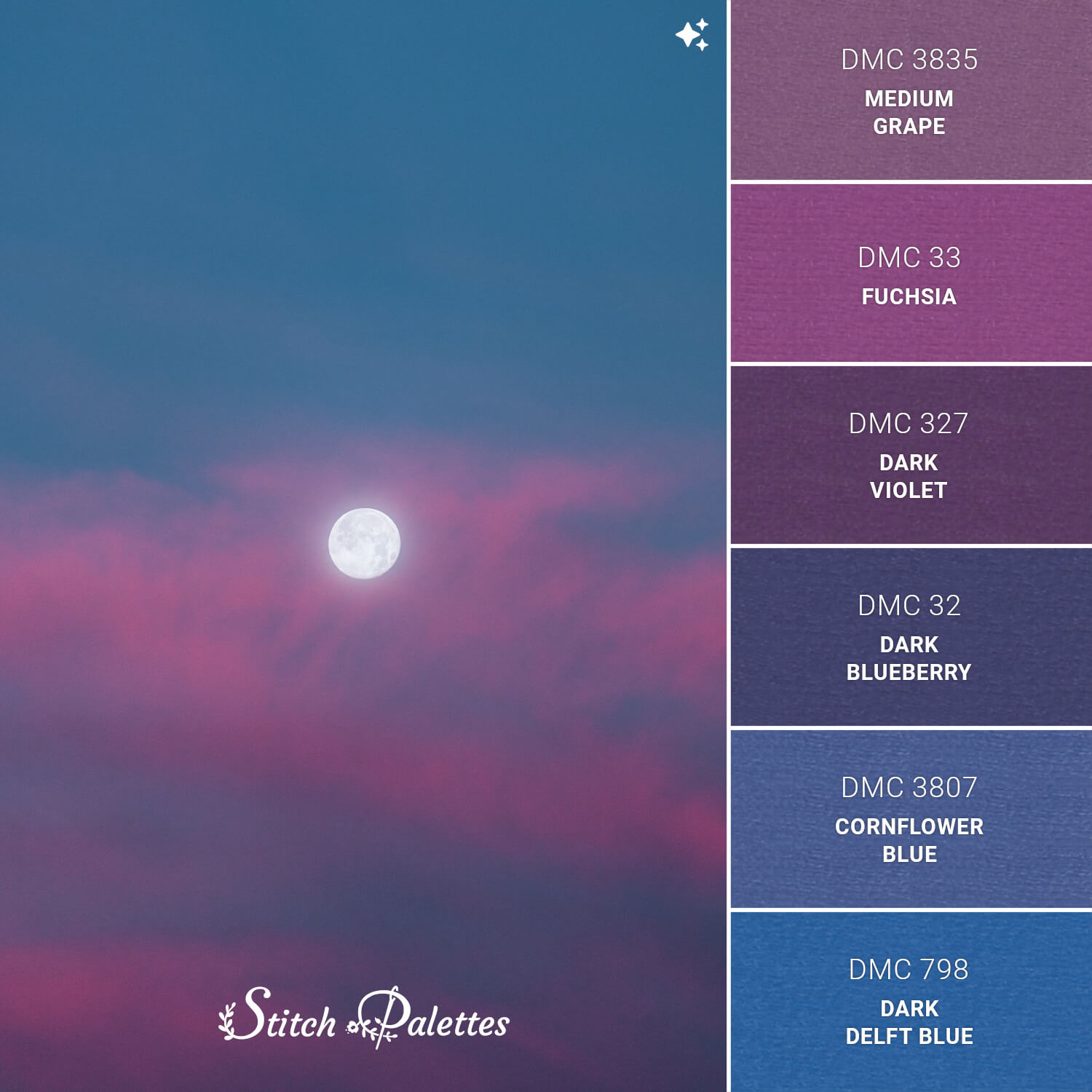 Full Moon - Embroidery Color Palette (With Thread Codes)