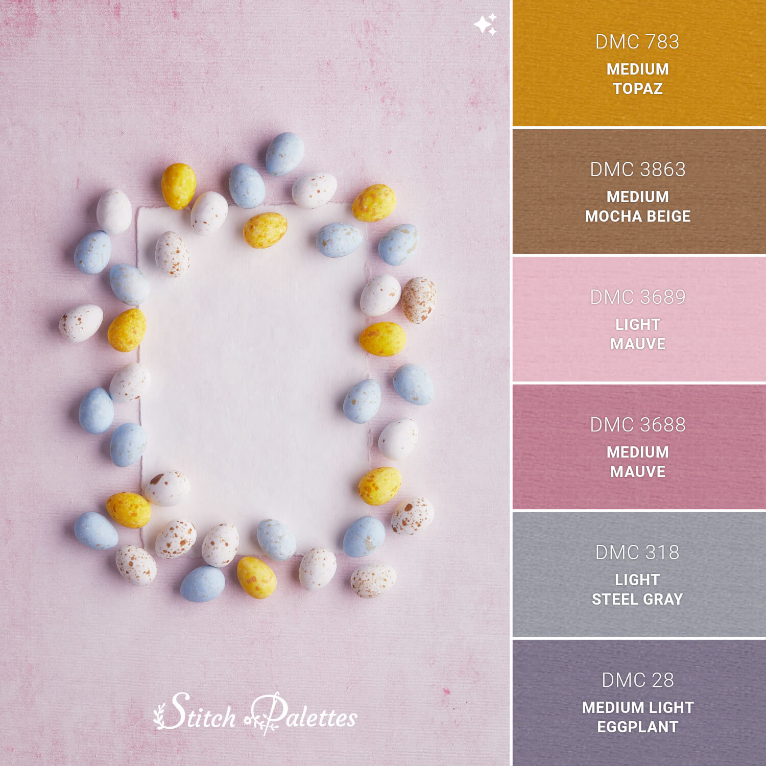 Easter Eggs - Embroidery Color Palette (With Thread Codes)