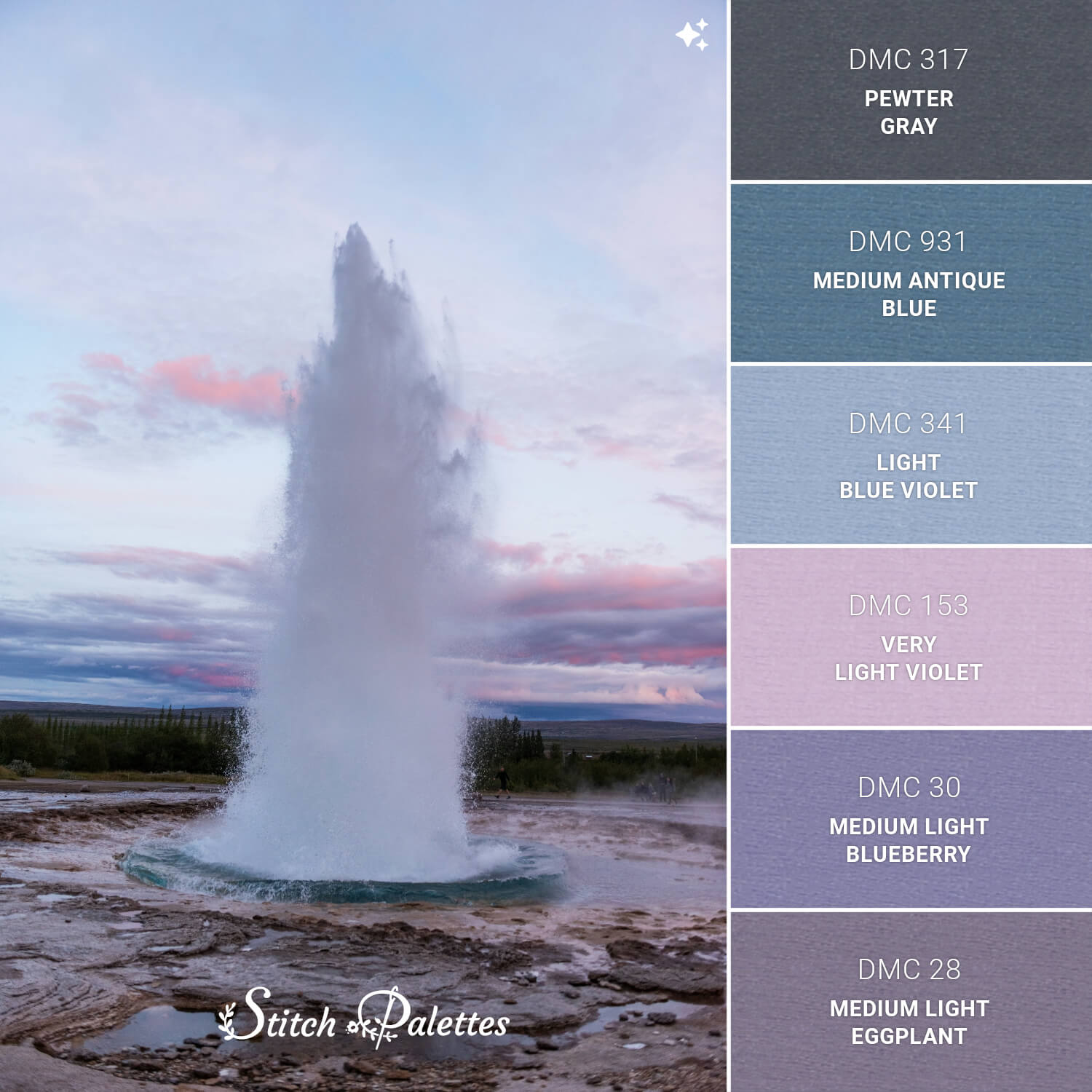 Nature's Fountain - Embroidery Color Palette (With Thread Codes)