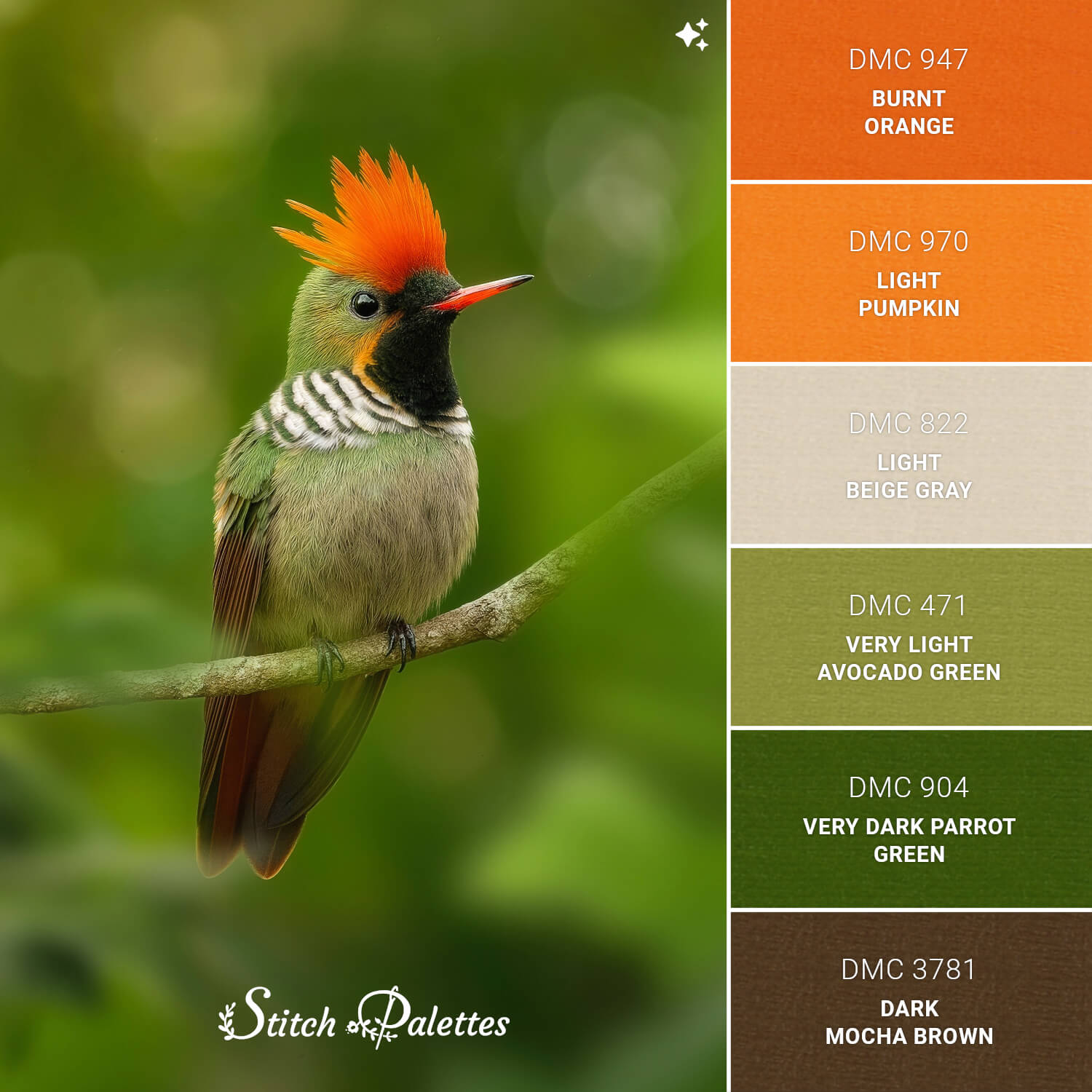 Feathers In The Forest - Embroidery Color Palette (With Thread Codes)