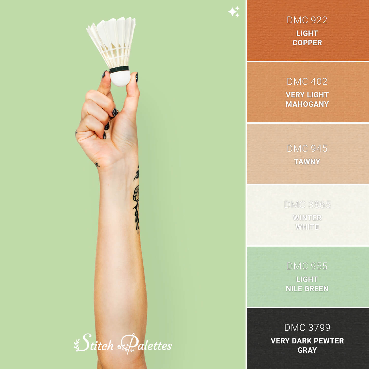 Badminton Shuttlecock - Embroidery Color Palette (With Thread Codes)