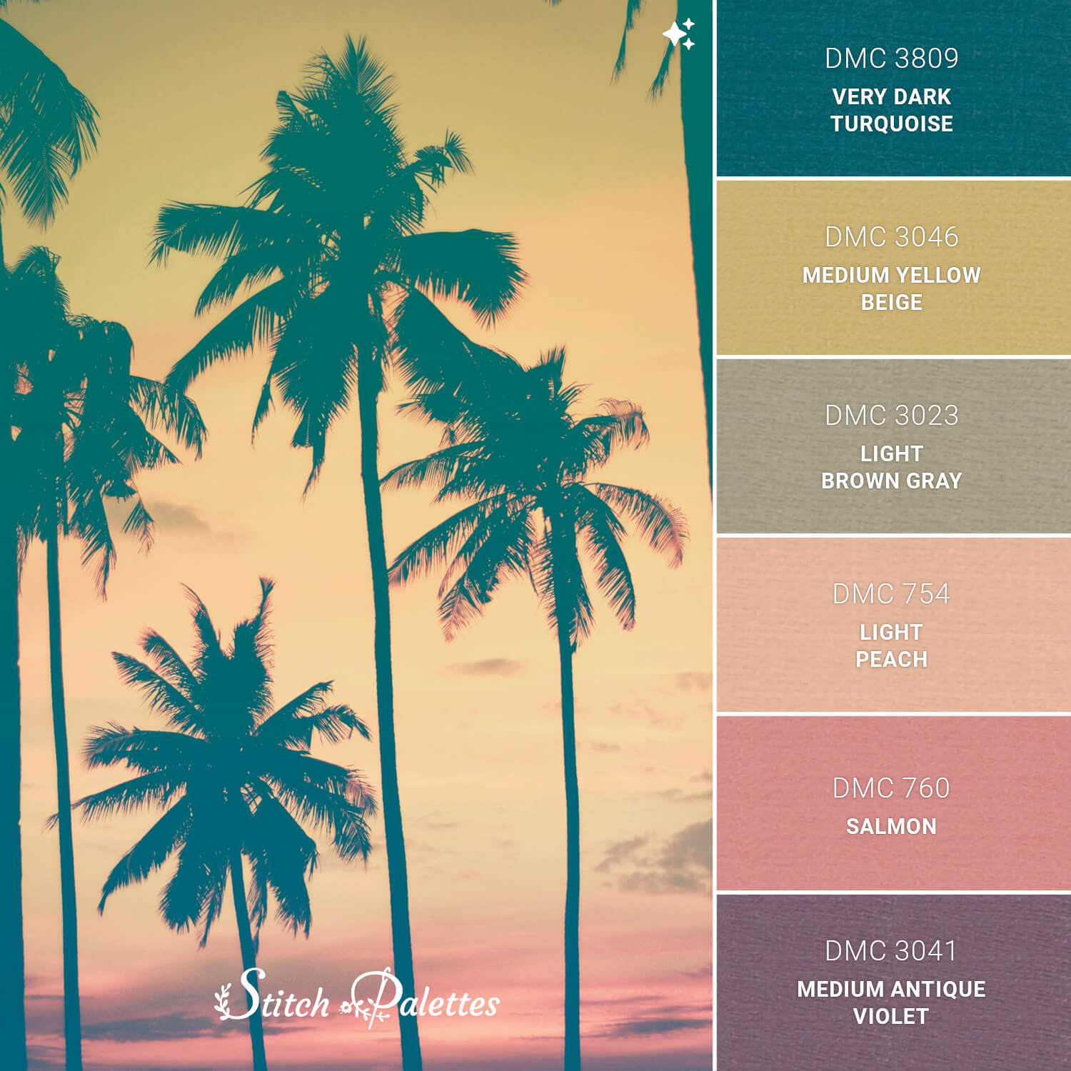 Tropical Island - Embroidery Color Palette (With Thread Codes)