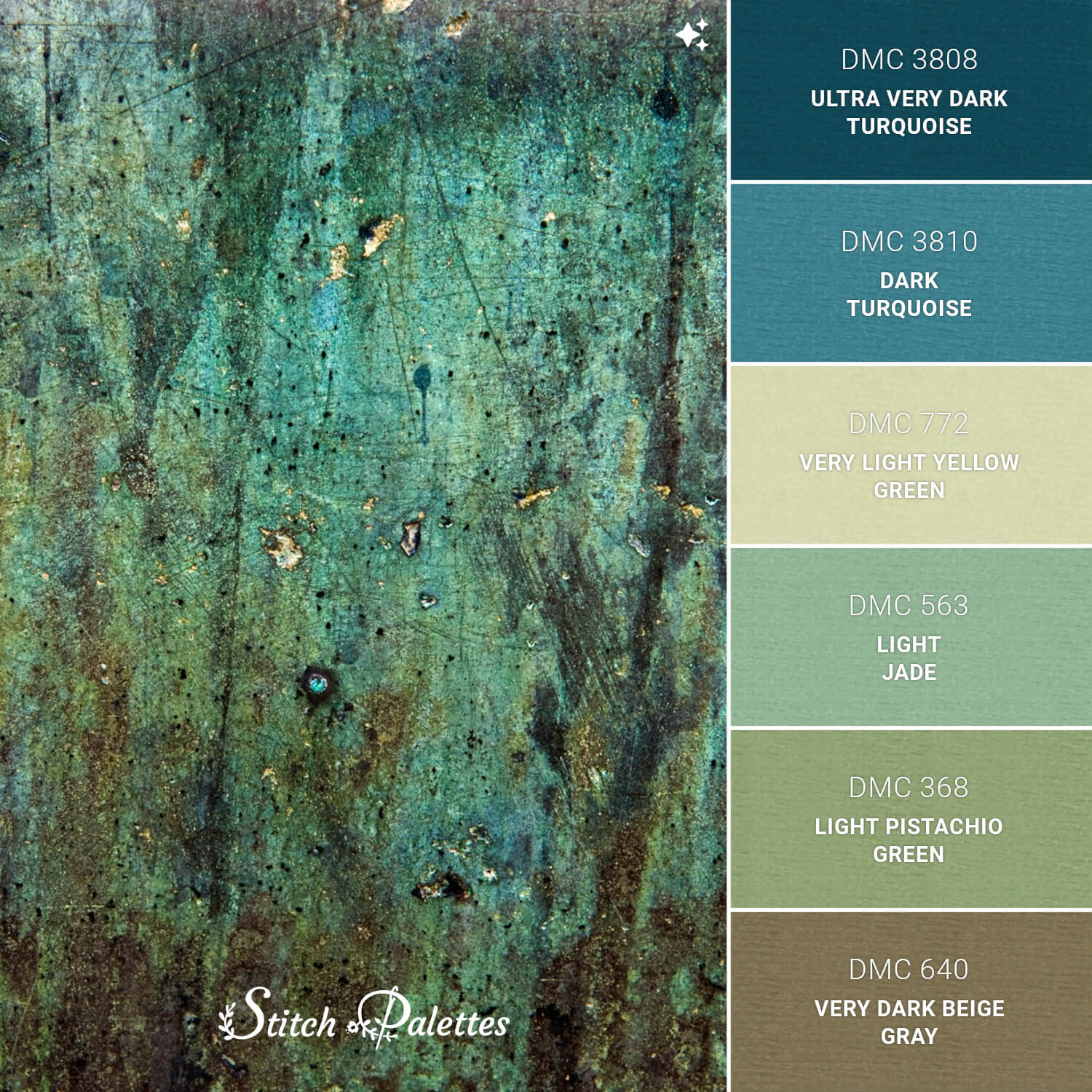 Teal Texture - Embroidery Color Palette (With Thread Codes)