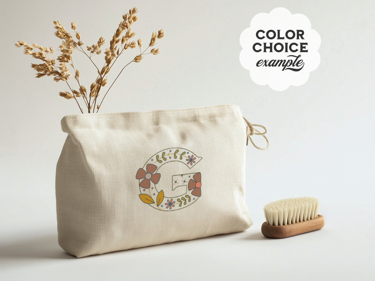 Letter G Outline Hand Embroidery Pattern, Bold Botanica Alphabet