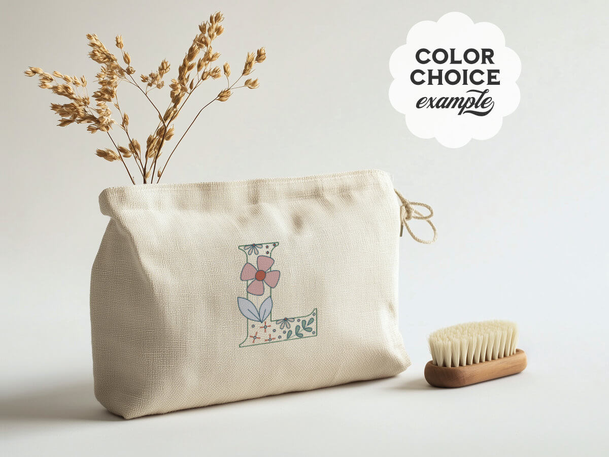 Letter L Outline Hand Embroidery Pattern, Bold Botanica Alphabet